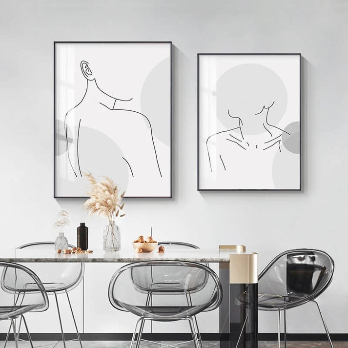Abstract Line Figure Woman Canvas Print Wall Art Minimalist Posters Bl ...