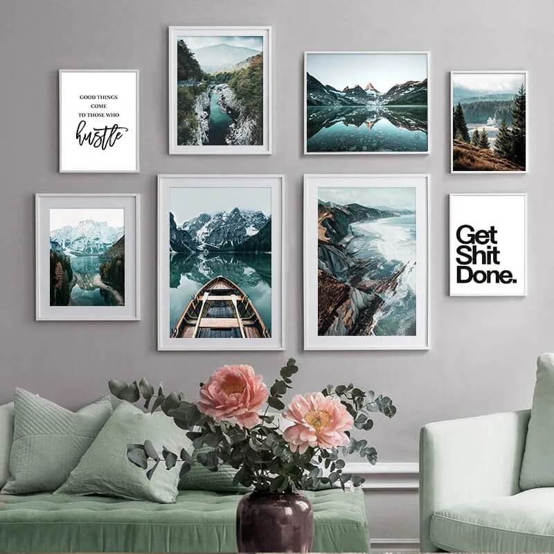 Nature Landscape Mountain Lake Wall Art Canvas Prints Nature Scenery N ...