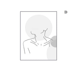 Abstract Line Figure Woman Canvas Print Wall Art Minimalist Posters Bl ...