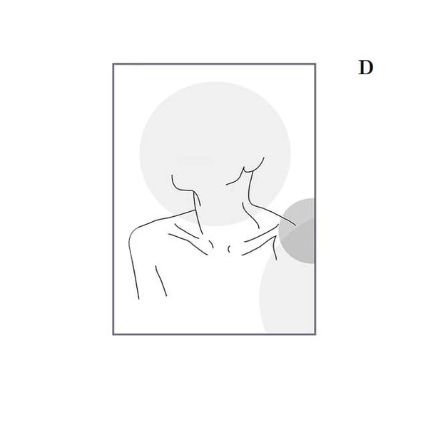 Abstract Line Figure Woman Canvas Print Wall Art Minimalist Posters Bl ...