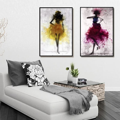 Watercolor Abstract Girls Canvas Prints Modern Large Wall Art Colorful ...