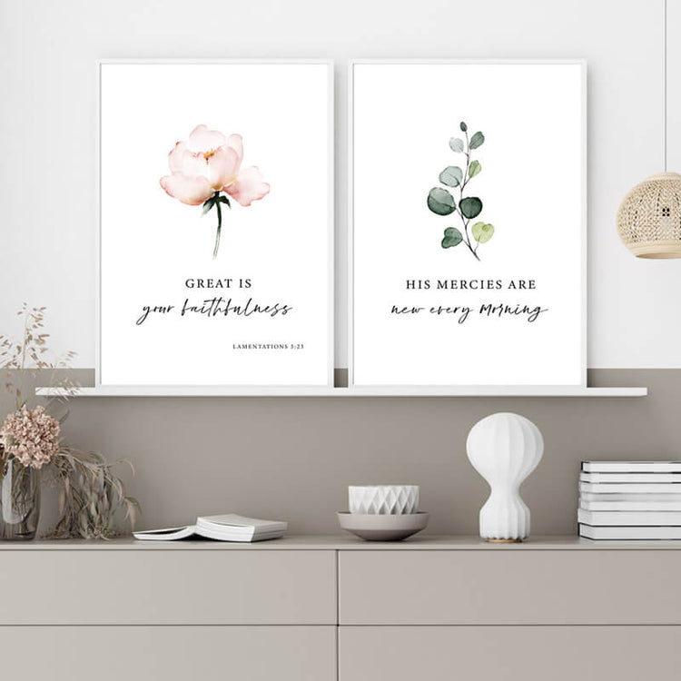 Bible Verse Minimalist Watercolor Flowers Canvas Prints | Inspirationa ...