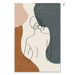 Abstract Woman Line Art Canvas Prints | Nordic Style Earth Tones Color ...