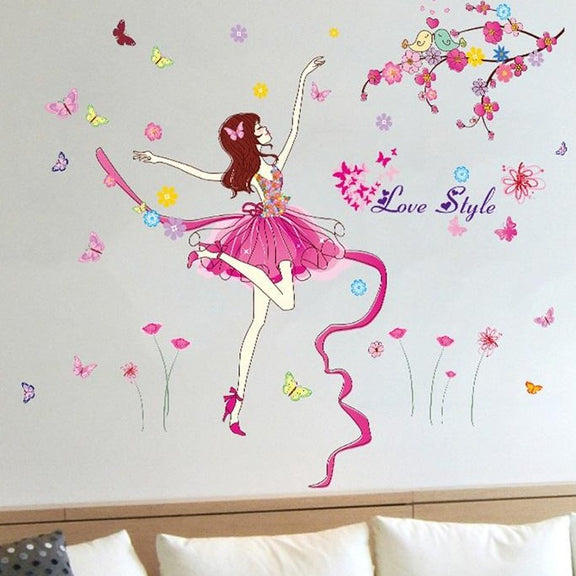 Pink Dancing Fairy Girl Wall Decal – DIVEROS